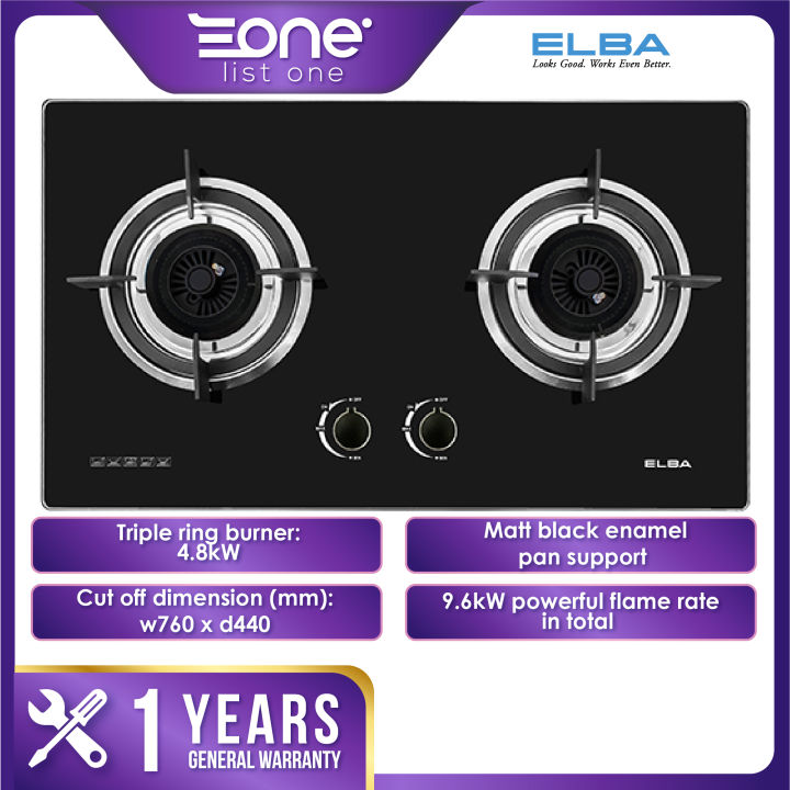 Elba 2 Burners Glass Stove EGH-M8442G(BK) with 4.8kW Burners | Lazada