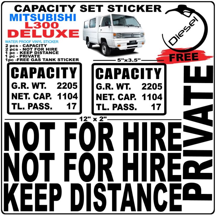 L300 Deluxe capacity sticker set Not for hire Keep Distance Private ...