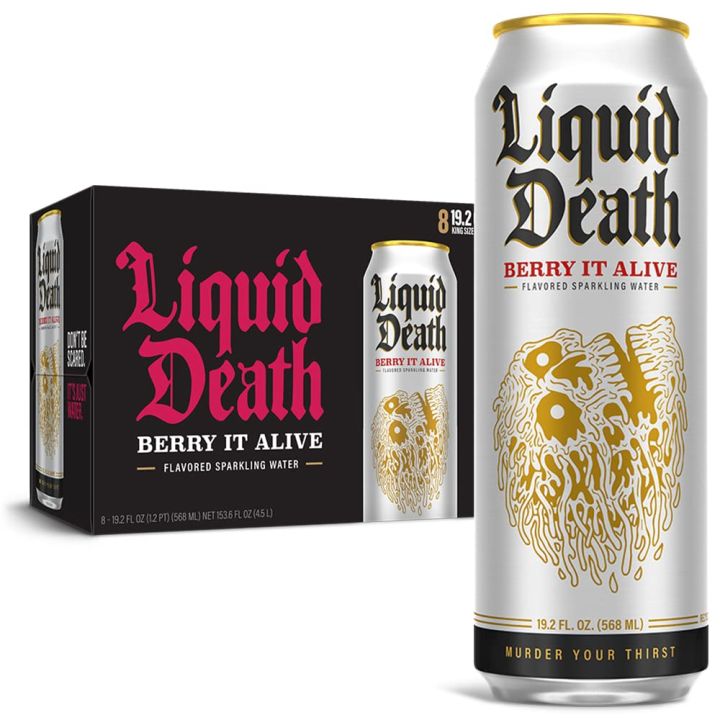 Liquid Death Sparkling Water, (16.9 and 19.2 oz) (8, 12 and 18-Pack ...