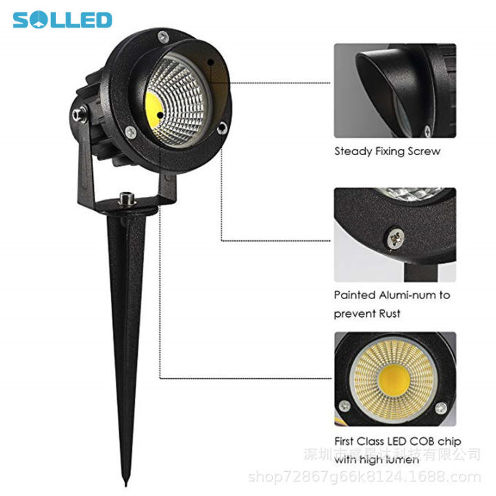 SOLLED ไฟ LED COB โคมไฟสนามหญ้ากันน้ำ RGB 7สีเปลี่ยน Led ผ้าใบกันน้ำ ...