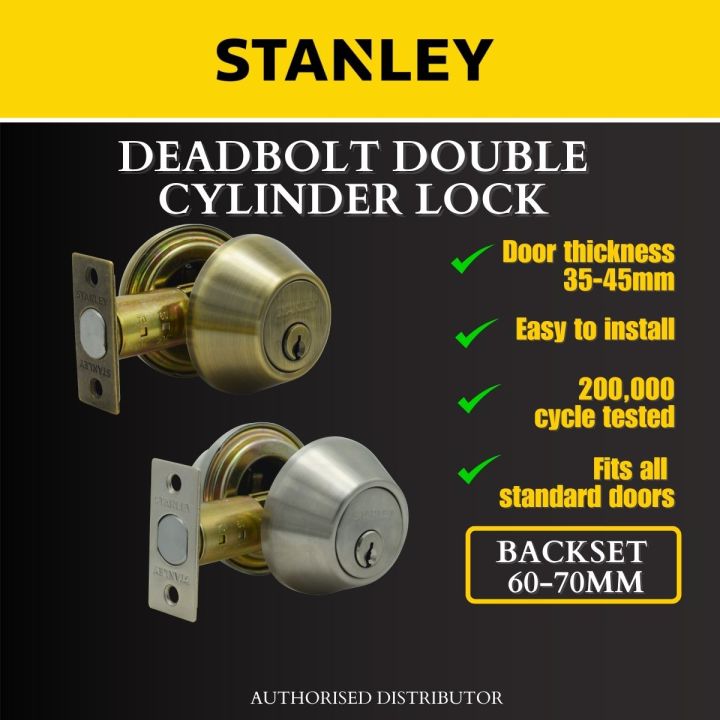 Stanley Deadbolt Double Cylinder Lock Backset 60/70mm/ Deadbolt Lock ...