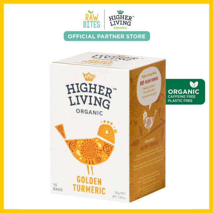 Higher Living Organic Golden Turmeric Tea 30g/15 bags (Caffeine Free ...