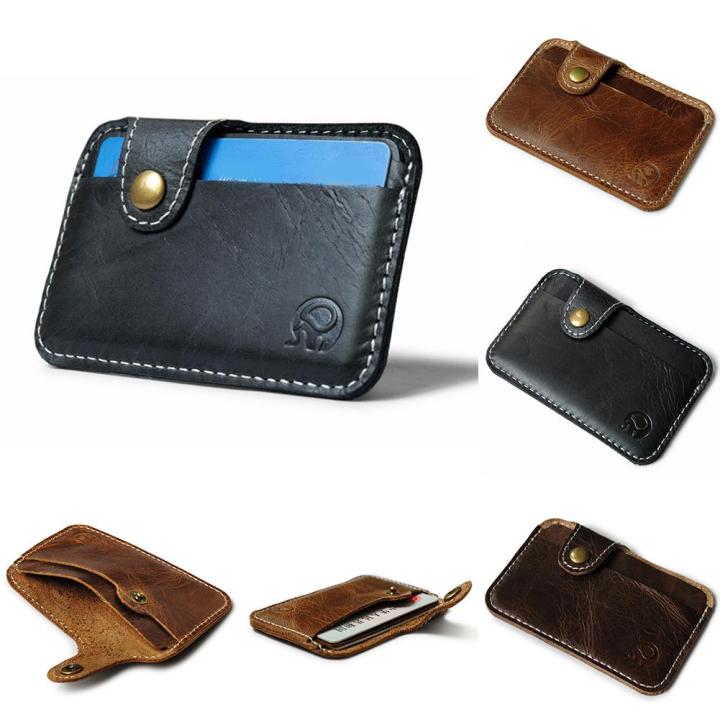 1pc Retro Leather Card Wallet Men Business Bank Card Holder Thin Credit ...