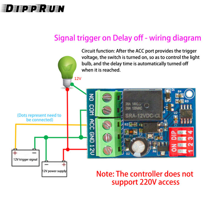 Dipprun 12v Power On And Off Delay Switch Relay Timer Relay On-off ...