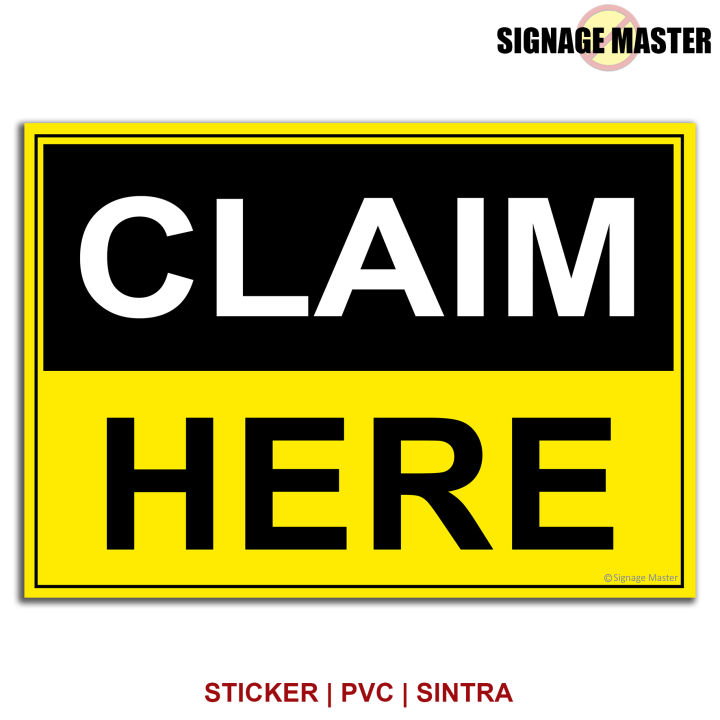 Claim Here - Signage Sticker PVC Sintra Board - A4 Size | Lazada PH