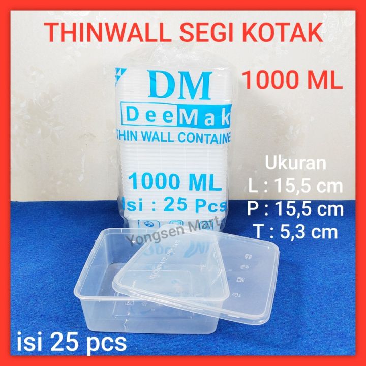 Thinwall DM SQ kotak 1000 ml kotak plastik tempat makanan microwave ...