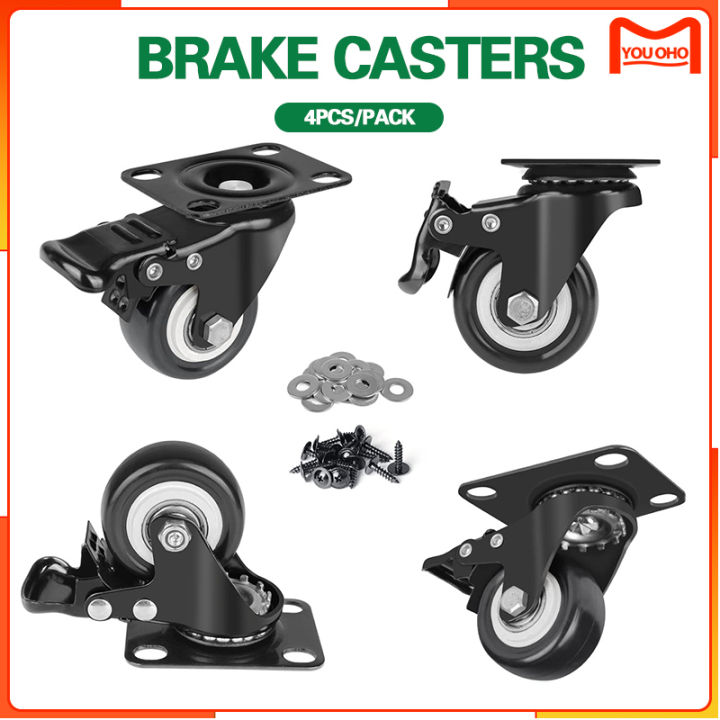 2 -inch black flat -bottomed dual bearing with brake rubber gold ...