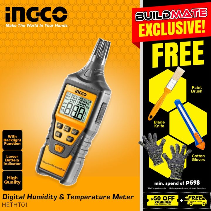 BUILDMATE Ingco Digital Humidity Temperature Meter Air Wind Hygrometer ...