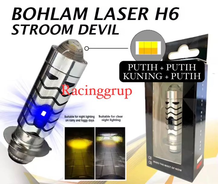 Lampu Depan LED Lampu Utama H6 Cahaya tipe LASER High PUTIH Low KUNING Motor Matic Bebek ...