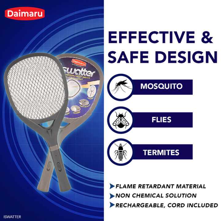 Daimaru Rechargeable Swatter model Iswatter (gray) Electric Insect ...