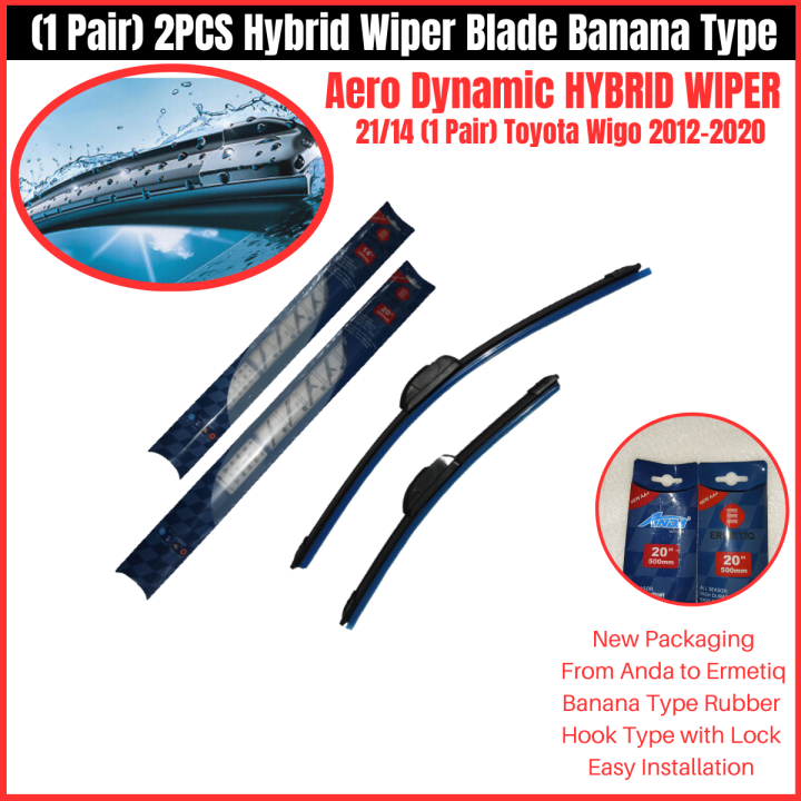 (1 Pair) 21/14 Toyota Wigo 2012-2020 Hybrid Wiper Blade Banana Type | Lazada PH