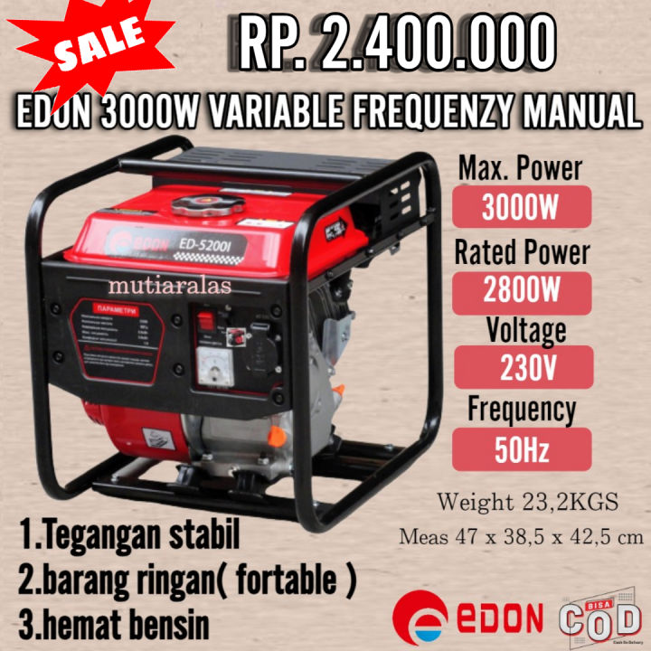 GENSET 3800 Watt EDON 3800 Gasoline Generator Generator Bensin 4 tak ...