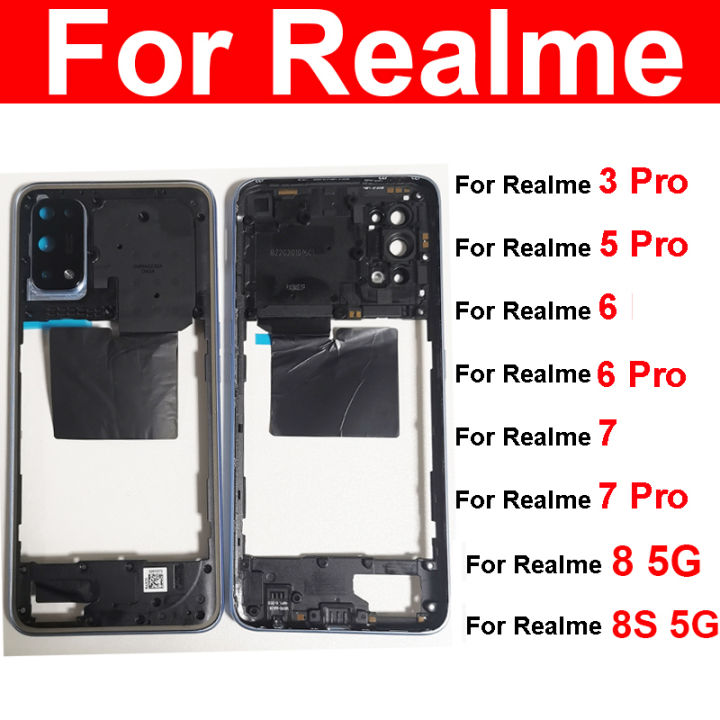Middle Frame Housing Bezel Cover For OPPO Realme 3 5 6 7 Pro 7i 8 8Pro ...