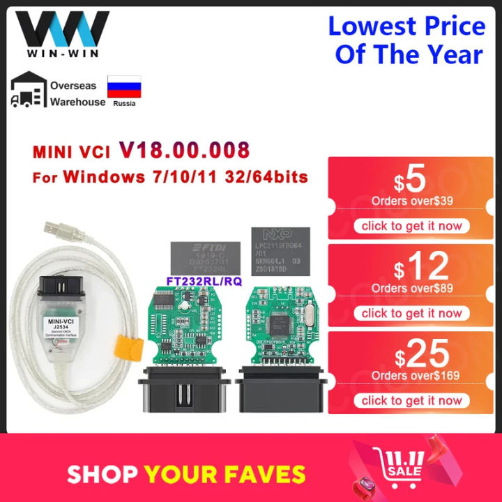 VCI for Toyota tis techstream v18.00.008 vci FTDI for j2534 auto ...