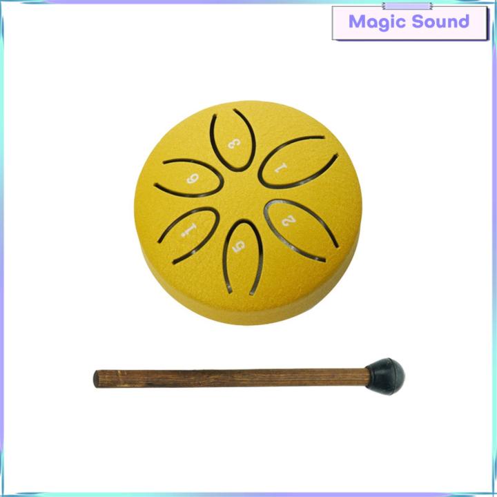 Magic Sound Steel Tongue Drum with Mallet 3inch 6 Tones Educational Toy ...