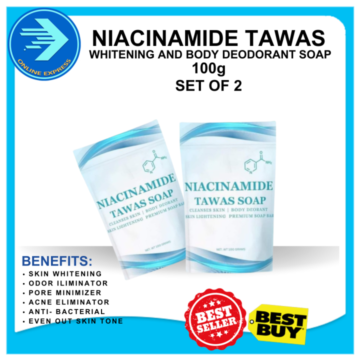 ORIGINAL NIACINAMIDE TAWAS SOAP(SET OF 2) TRENDING SOAP Cleanses Skin ...