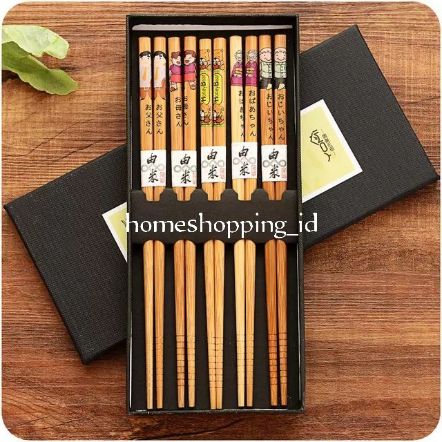 Sumpit Kayu 5 set Family Japanese /Sumpit Karakter Jepang Chopsticks ...