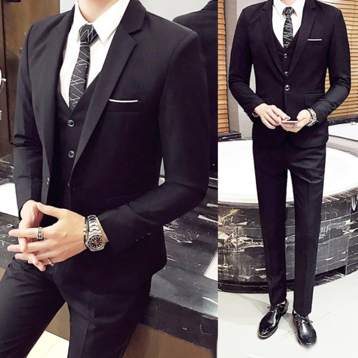 high quality Ready Stock 3 Piece Set Men Business Suit Formal Suits ...