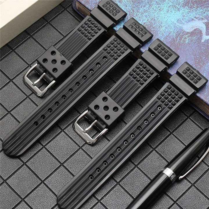22MM Silicone Waterproof Watch Strap Watchband Bracelet with Metal ...