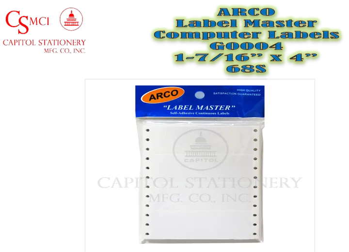 Arco Label Master Computer Labels 1 7/16” x 4”, 68 pcs. G004 | Lazada PH