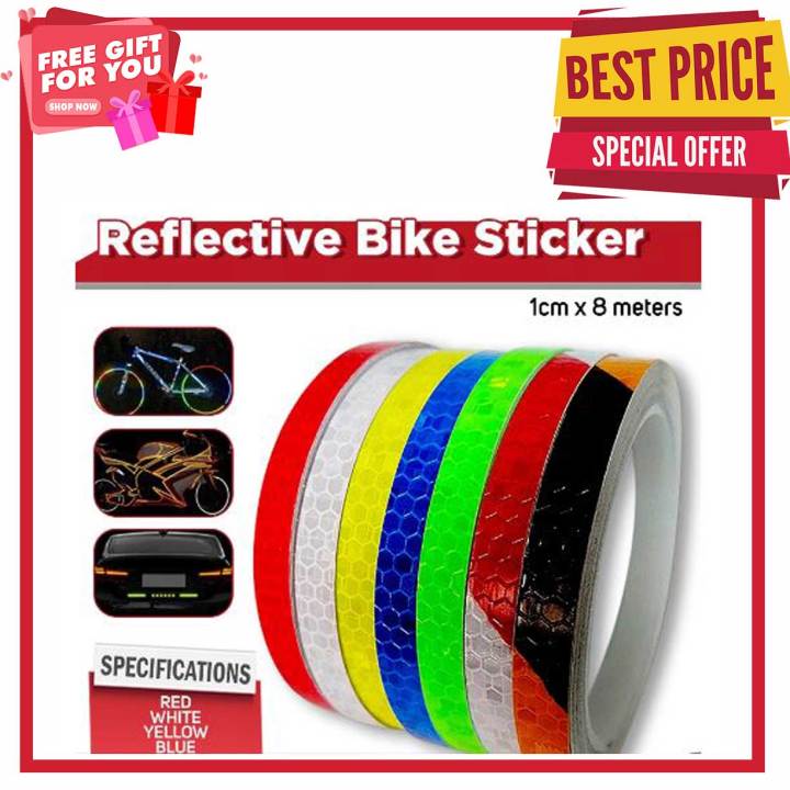 (1cm x 8 meters) Bicycle PVC Reflective Bike Stickers Cars Safety ...