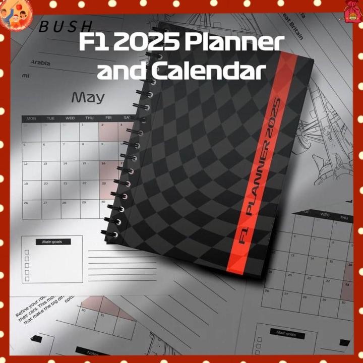 BUSH Black F1 2025 Planner and Calendar Study Guide Spiral Bound ...