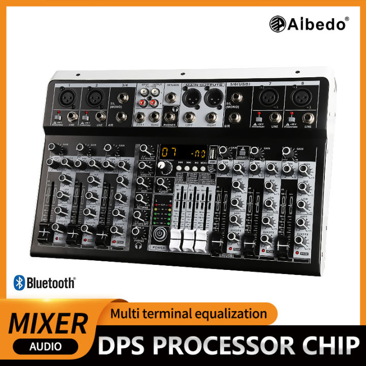 KP8 Professional 8 Channel Mixer Bluetooth USB MP3 Microphone Effect ...
