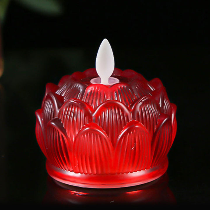 Led Crystal Glazed Lamp Lotus Flower Candle Lamp For Buddha Eight ...
