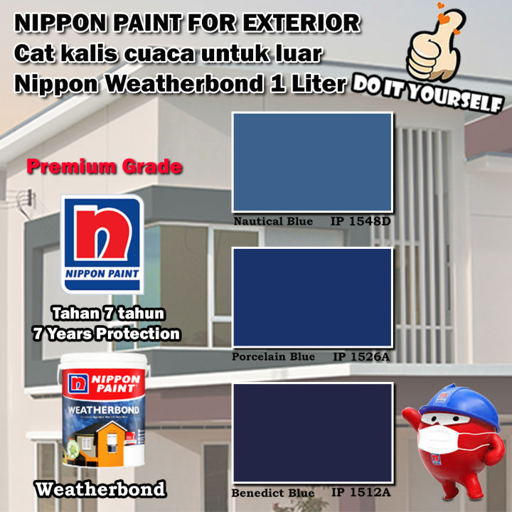 Nippon Paint Weatherbond Exterior collection 1 & 5 Liter Nautical Blue 1548D/ Porcelain Blue ...