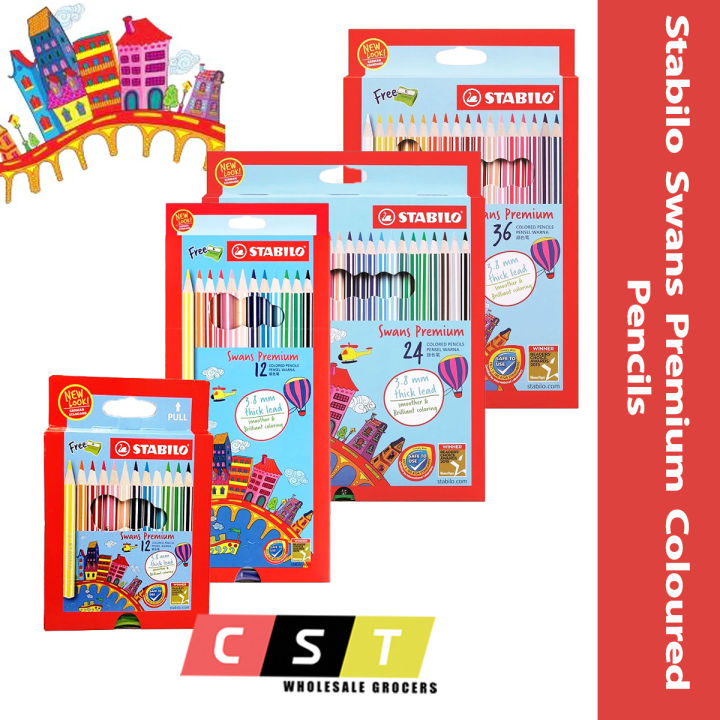 Stabilo Swans Premium 3.8mm Coloured Pencils Pensel Warna (12/24/36 ...