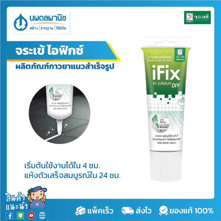 JORAKAY กาวยาแนวจระเข้ ไอฟิกซ์ สีขาว ขนาด 200 ml. | กาวยาแนวสำเร็จรูป IFIX ยาแนวหลอด นพดลพานิช ...