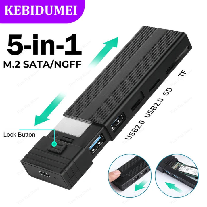 5-in-1 USB C HUB SSD HUB for M.2 NVMe SATA With Disk Storage Function ...