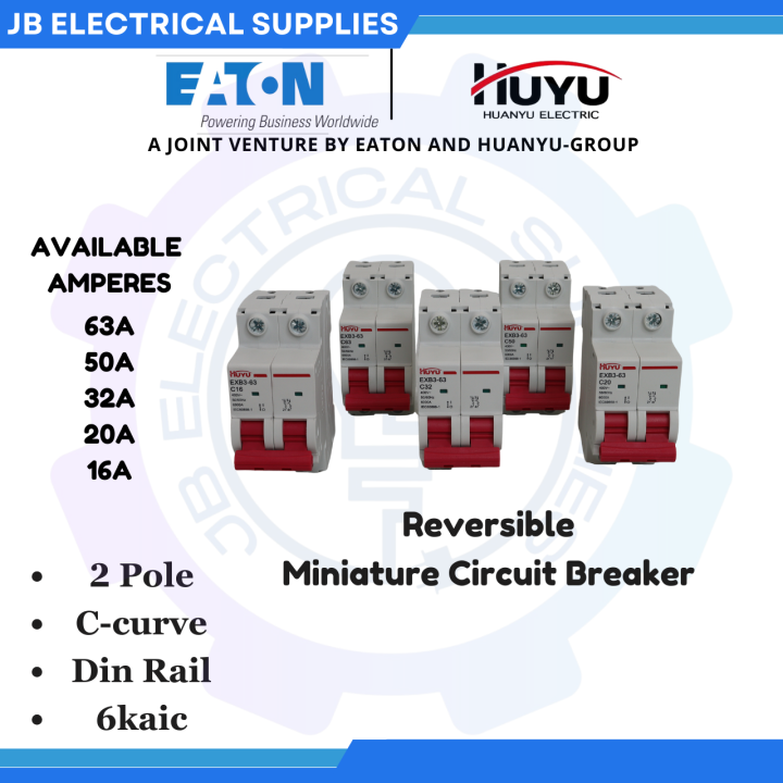 Huyu Miniature Circuit Breaker Reversible (MCB) 2 Pole | Lazada PH