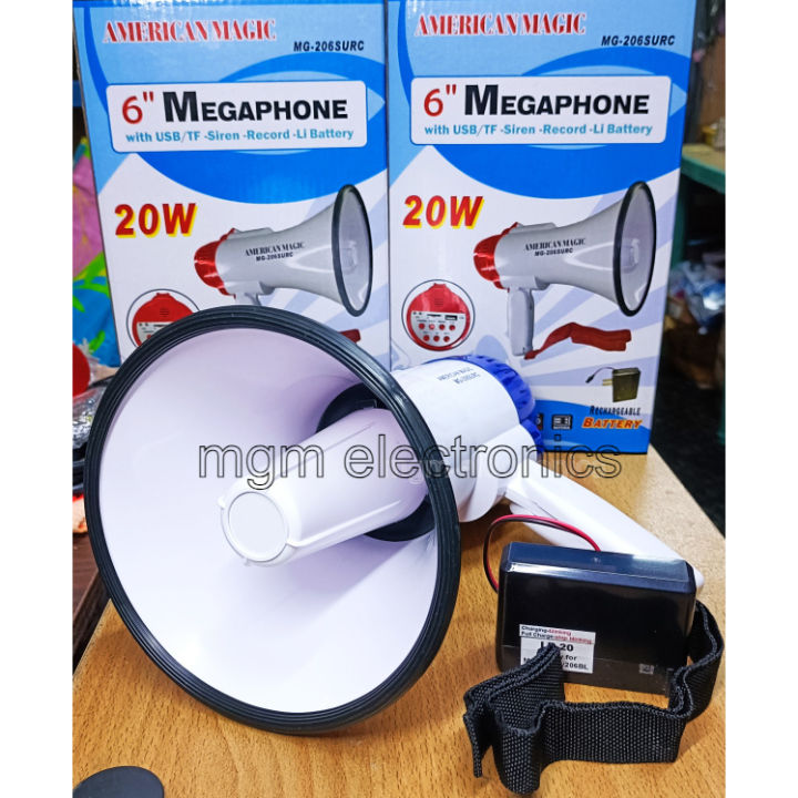 MEGAPHONE MG-206SURC American Magic 6 INCHES 20w Rechargeable megaphone ...