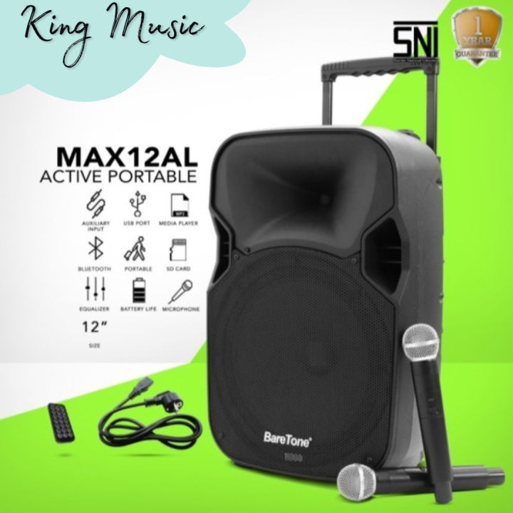 SPEAKER AKTIF PORTABLE BARETONE 12 INCH MAX12AL BLUETOOTH WIRELESS ORI ...