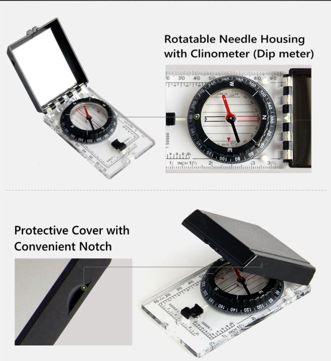 🔥 Geological Mirror Compass Hiking Army Sighting Clinometer Camping Geo ...