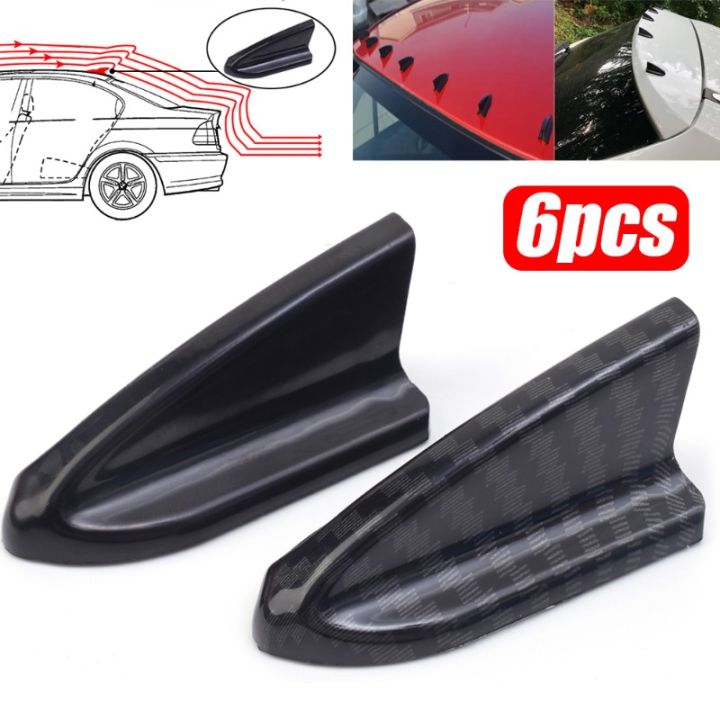 Black Carbon Fiber Car EVO-Style PP Roof Shark Fins Spoiler Wing Kit ...