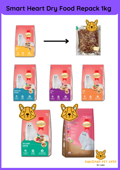 Hari2mao Repack 1kg Smart Heart Dry Cat food Repack 1kg Pet Cat Food ...