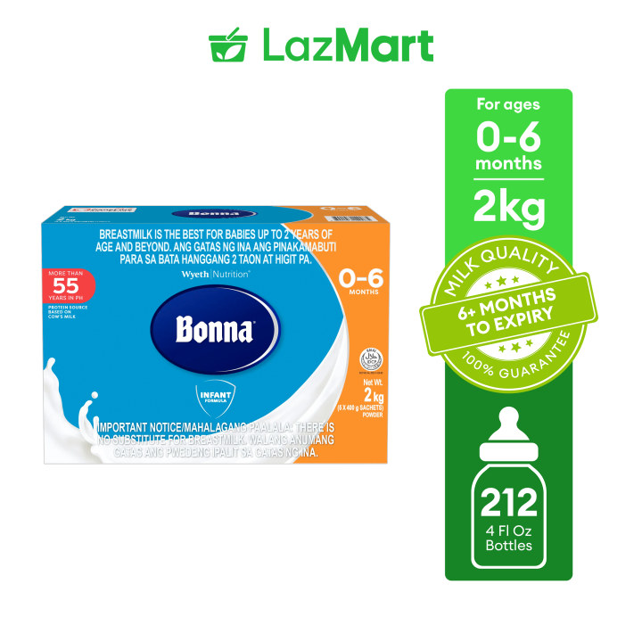 Wyeth® BONNA® Stage 1 Infant Formula for 0 to 6 months, Sachet in Box ...