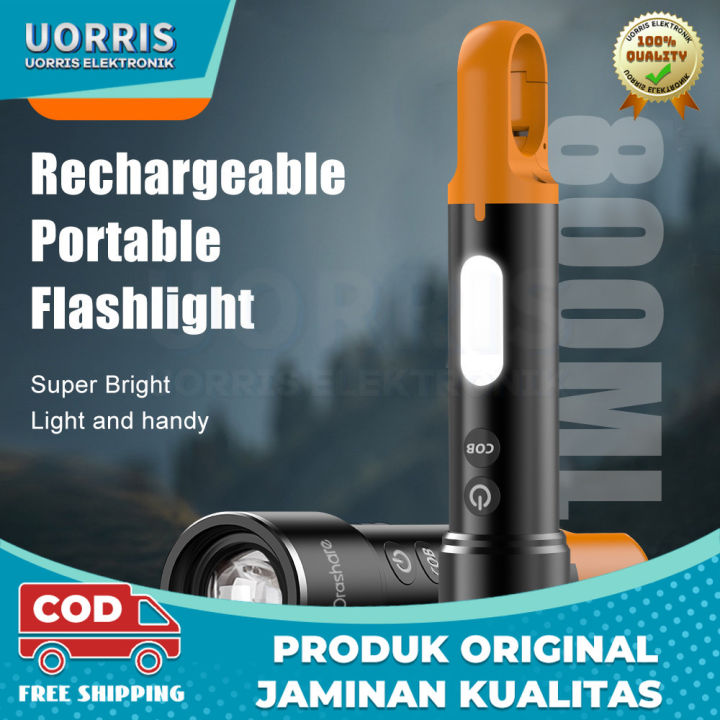 Senter LED USB Isi Ulang Lampu Lampu Portabel Mini Isi Ulang Lampu Saku ...