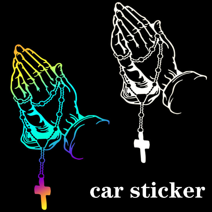 Car Laser Sticker Pearl Prayer Gesture God Jesus Christ Auto Body ...