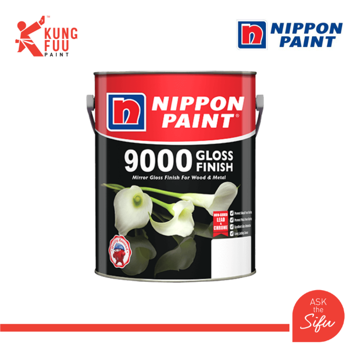 Nippon Paint 1 Litre / 5 Litre 9000 Gloss Finish Enamel Paint (White ...