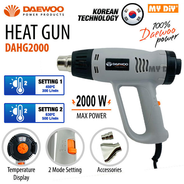 MYDIYHOMEDEPOT - DAEWOO 2000W Heat Gun DAHG2000 Hot Air Gun Industrial ...