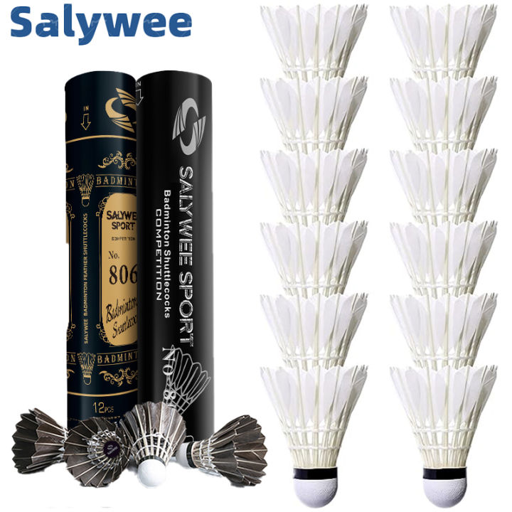 Salywee Goose Feather Badminton 12PCS Shuttlecocks with Great Stability ...
