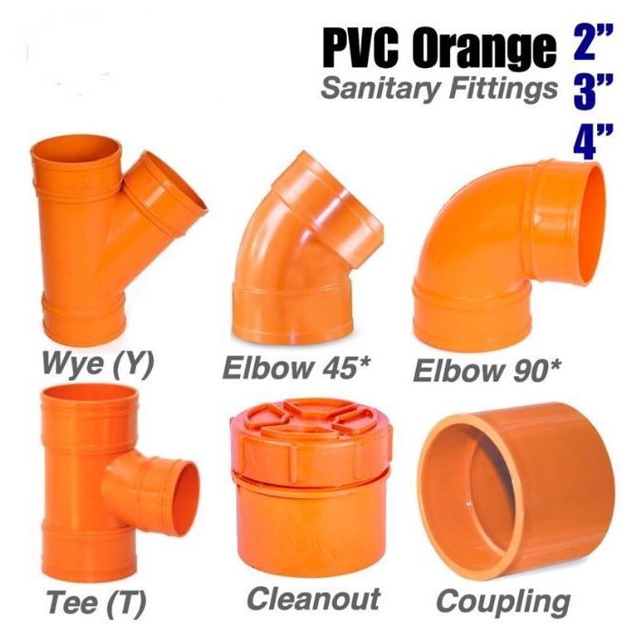 PVC Orange Fittings【 2” 3” 4” 】 Elbow Tee Wye Coupling Cleanout For PVC ...