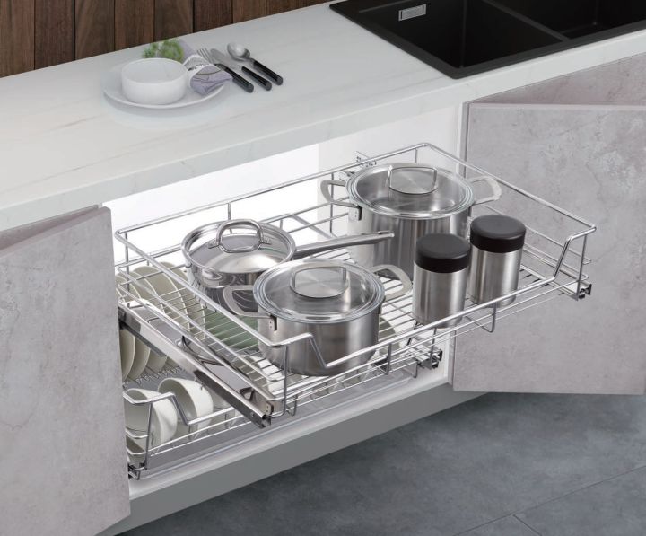 Stainless Steel Kitchen Soft Close Pull Out Basket Bowl and Plate with ...