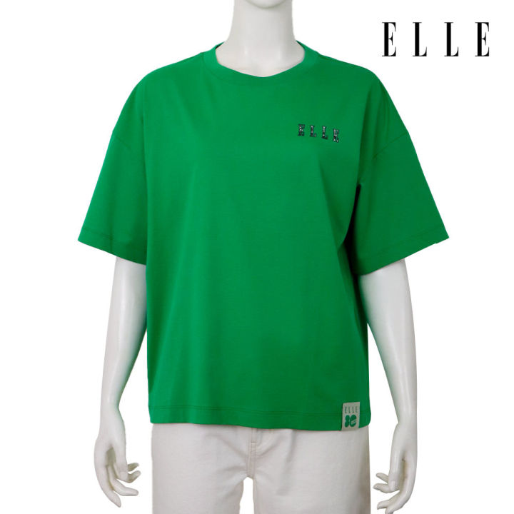 ELLE เสื้อยืด ผ้า COTTON แขนสั้น ทรง CROP ลายกราฟฟิค ELLE LIMITED ...