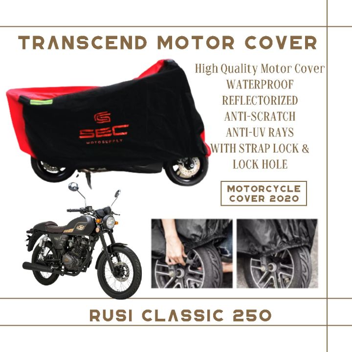 RUSI CLASSIC 250 | SEC Transcend Motorcycle Cover 2020 Black/Red (LARGE ...