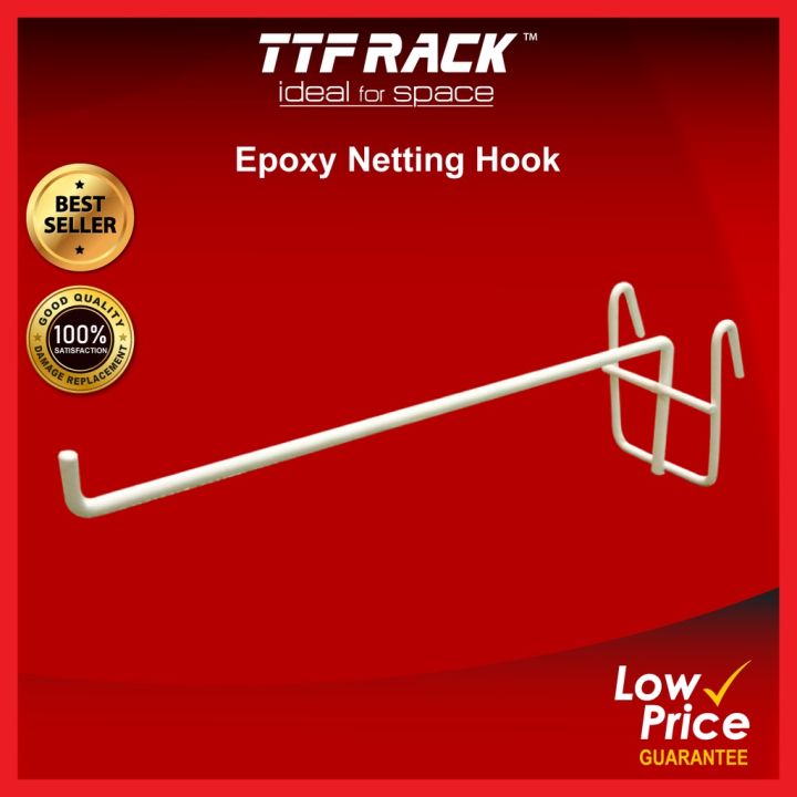 TTF Rack™ (NH@10PCS) Epoxy Netting Hook White Black Color Wire Mesh ...