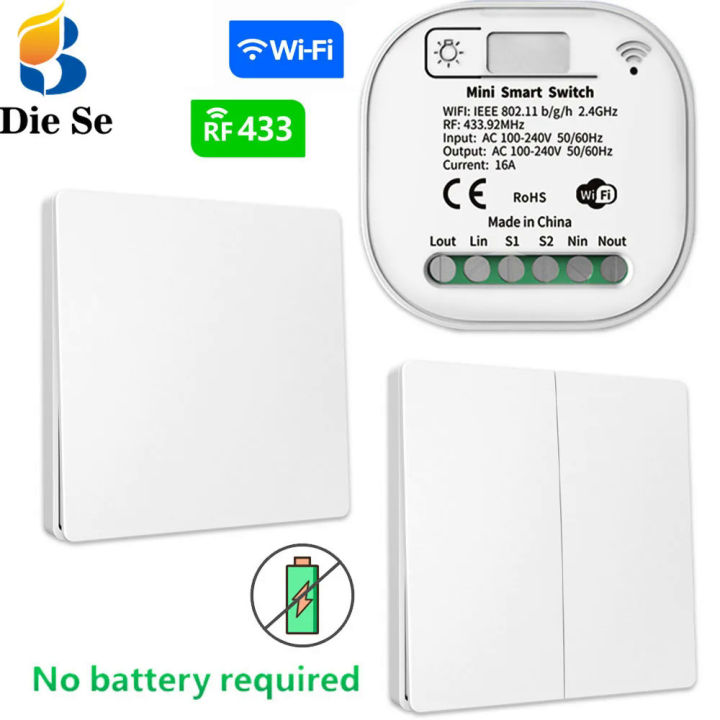 Wifi Rf Smart Light Kinetic Switch 433mhz Self Power Switch Tuya Rocker ...